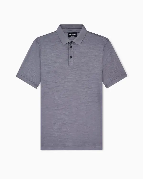Giorgio Armani Pure Virgin-wool Piqué Polo Shirt - Grey
