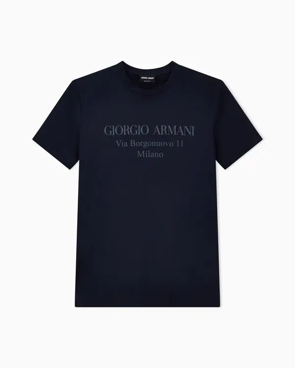 Giorgio Armani Borgonuovo 11 Crew-neck T-shirt In Pima Cotton Jersey - Blue