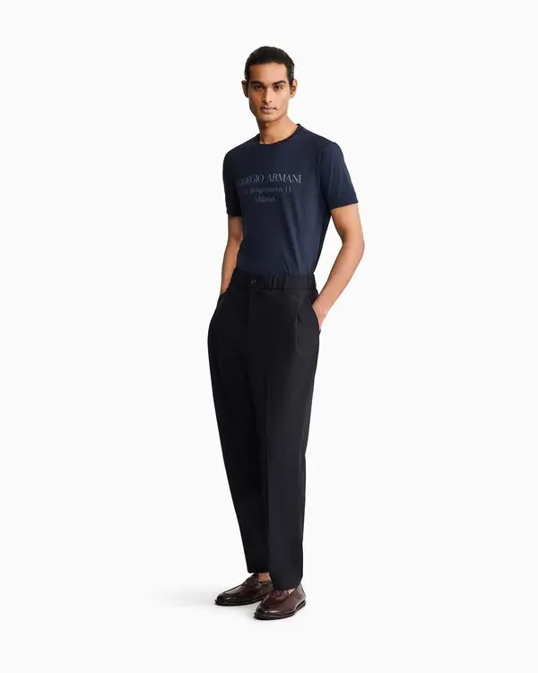 Giorgio Armani Borgonuovo 11 Crew-neck T-shirt In Pima Cotton Jersey - Blue