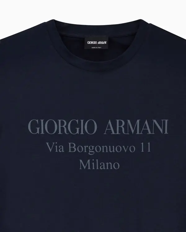 Giorgio Armani Borgonuovo 11 Crew-neck T-shirt In Pima Cotton Jersey - Blue
