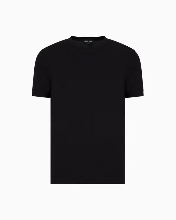 Giorgio Armani Stretch Viscose Jersey, V-neck Icon T-shirt - Black