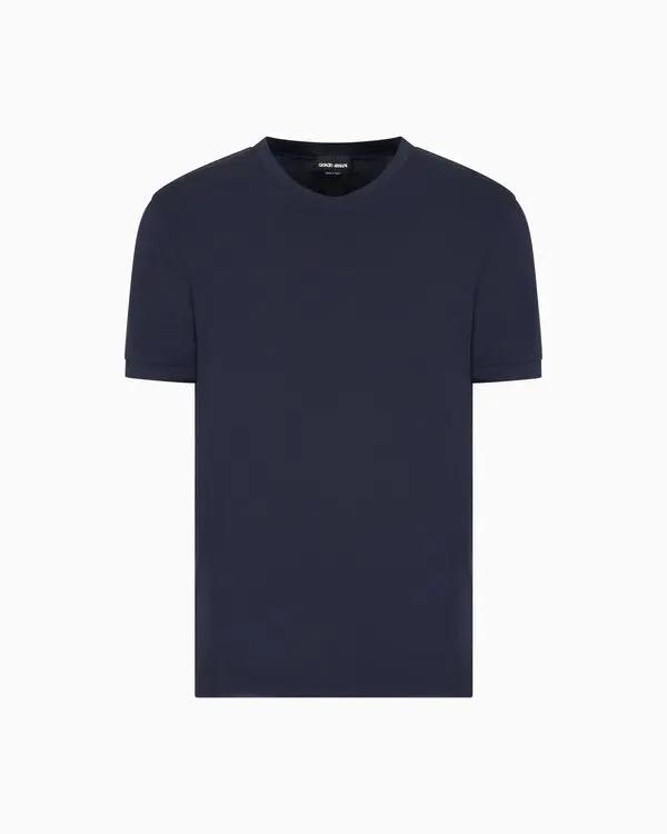 Giorgio Armani Stretch Viscose Jersey, V-neck Icon T-shirt - Navy Blue