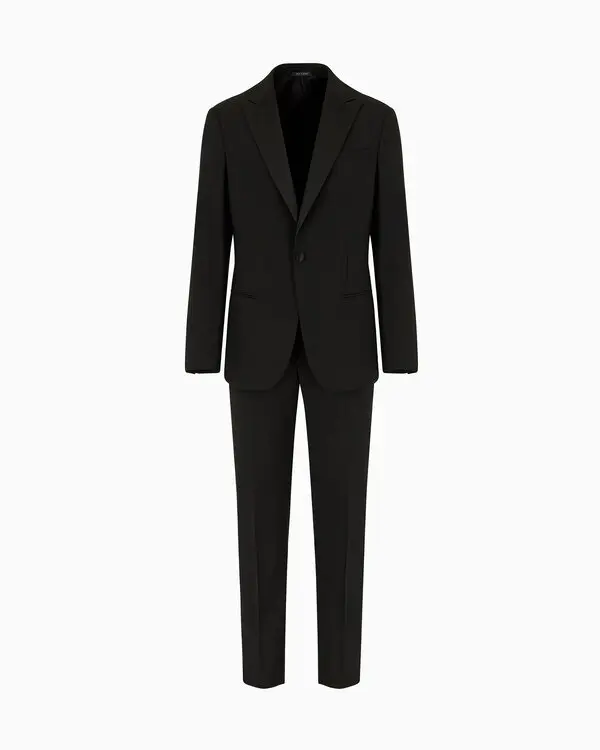 Giorgio Armani Pure Wool, Half-canvassed, Slim-fit Tuxedo From The Icon Soho Line - Black