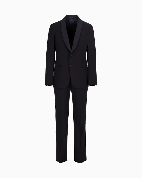 Giorgio Armani Soho Line Single-breasted Tuxedo In Wool Crêpe - Navy_blue