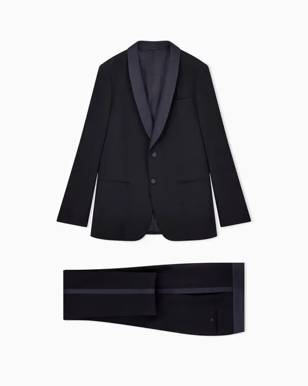 Giorgio Armani Soho Line Single-breasted Tuxedo In Wool Crêpe - Navy_blue