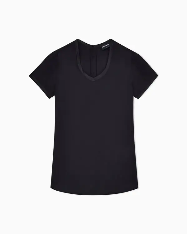 Giorgio Armani Silk Charmeuse V-neck Blouse - Black