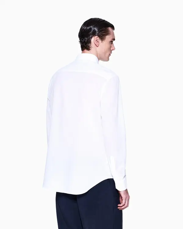 Giorgio Armani Regular-fit Cotton-seersucker Shirt - White