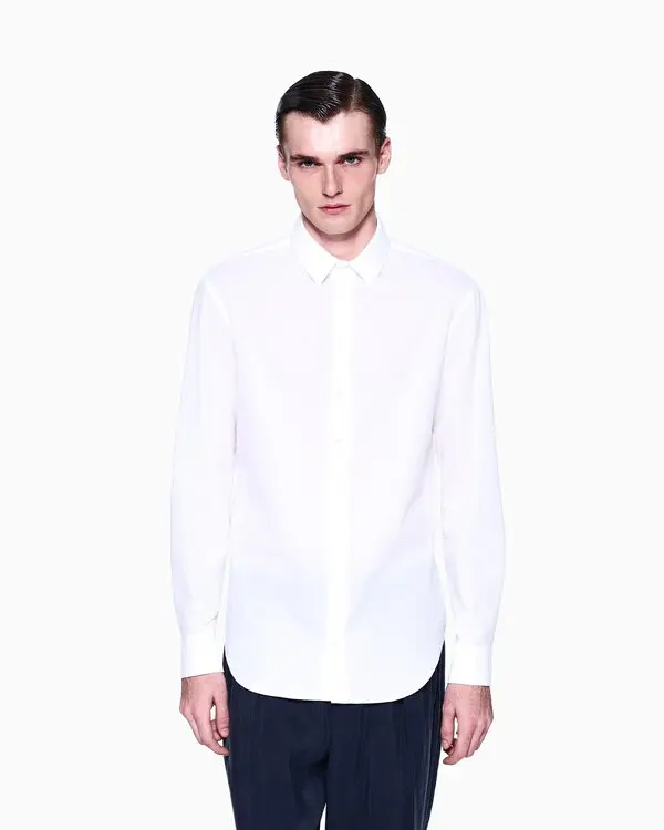 Giorgio Armani Regular-fit Cotton-seersucker Shirt - White