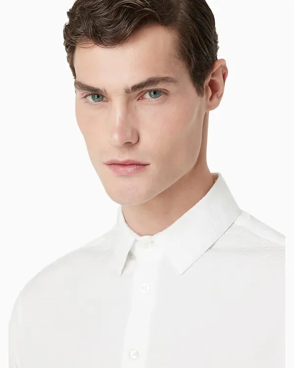 Giorgio Armani Regular-fit Cotton-seersucker Shirt - White
