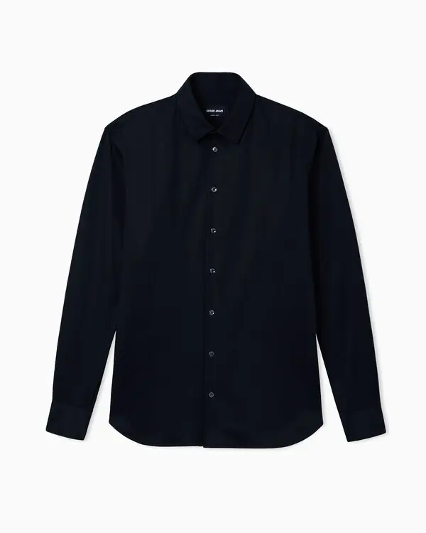 Giorgio Armani Plain-knit Cotton Interlock Shirt - Black