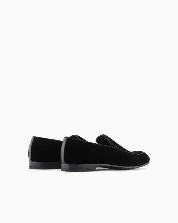 Giorgio Armani Velvet Loafers With Embroidered Logo
