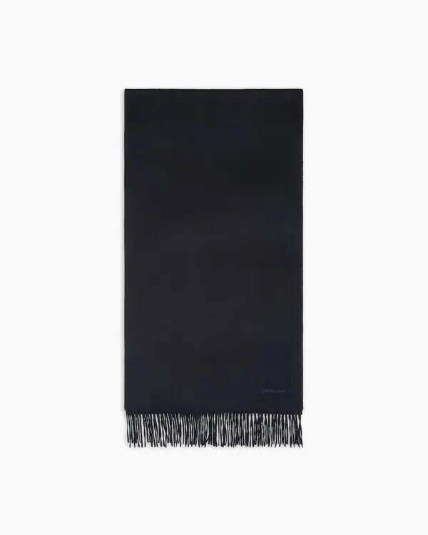 Giorgio Armani Cashmere Stole With Fringing - Blue