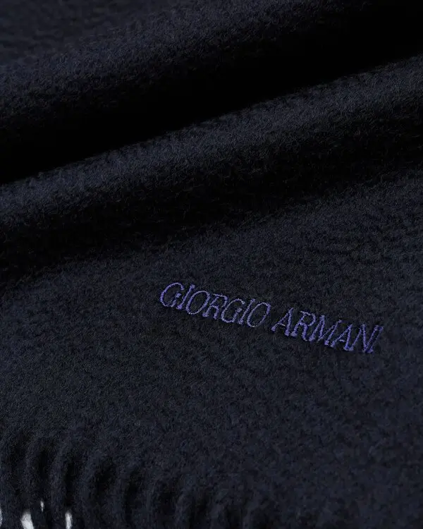 Giorgio Armani Cashmere Stole With Fringing - Blue