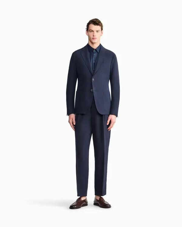 Giorgio Armani Regular-fit Shirt In Linen - Navy Blue
