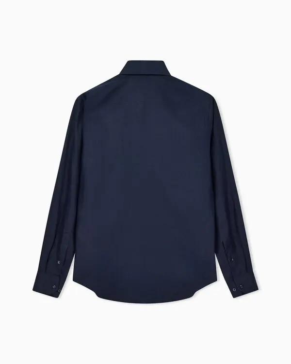Giorgio Armani Regular-fit Shirt In Linen - Navy Blue