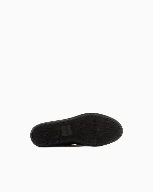 Giorgio Armani Nappa Leather Loafers With Embossed Logo - Black