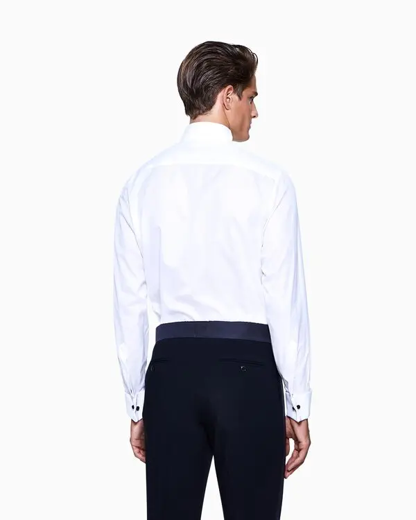 Giorgio Armani Icon Tuxedo Shirt In Cotton Poplin