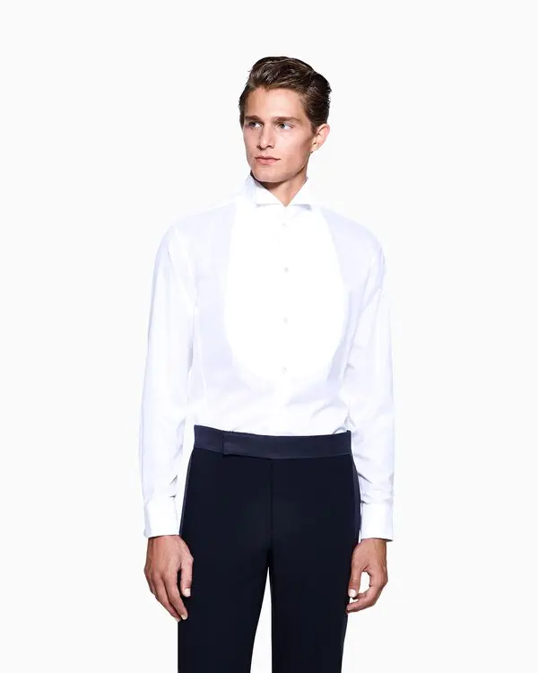 Giorgio Armani Icon Tuxedo Shirt In Cotton Poplin