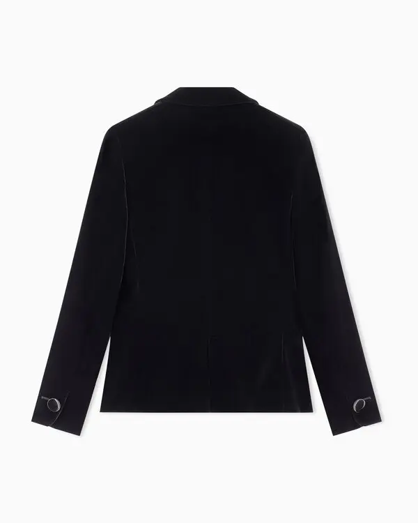 Giorgio Armani Single-breasted Velvet Jacket With Button Detail - Black