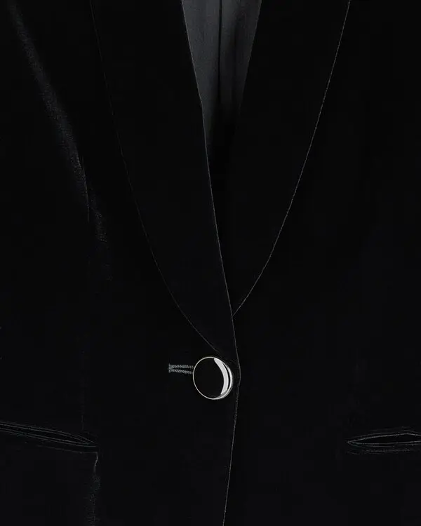 Giorgio Armani Single-breasted Velvet Jacket With Button Detail - Black