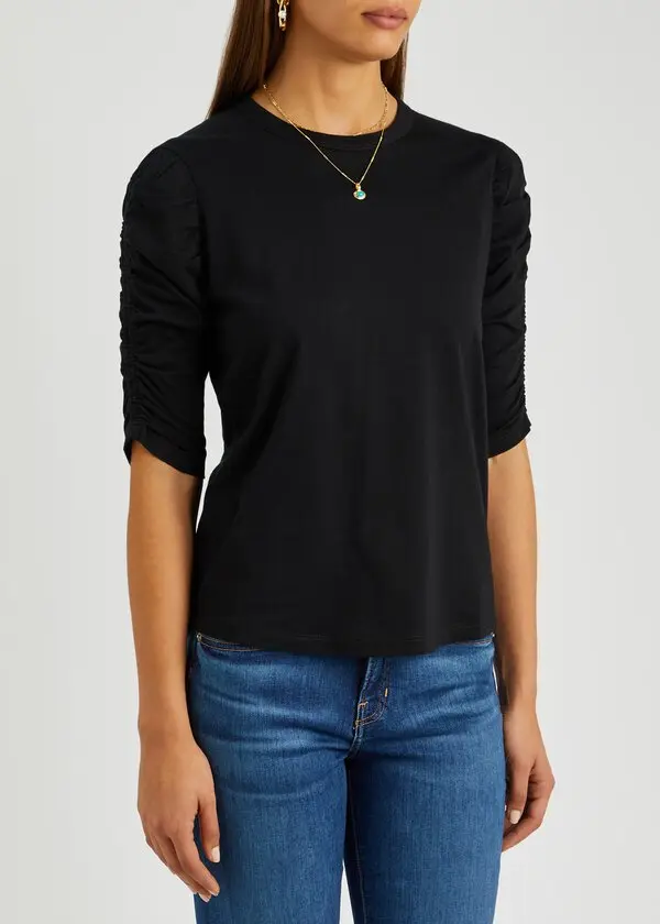 Veronica Beard Waldorf Cotton T-shirt - Black