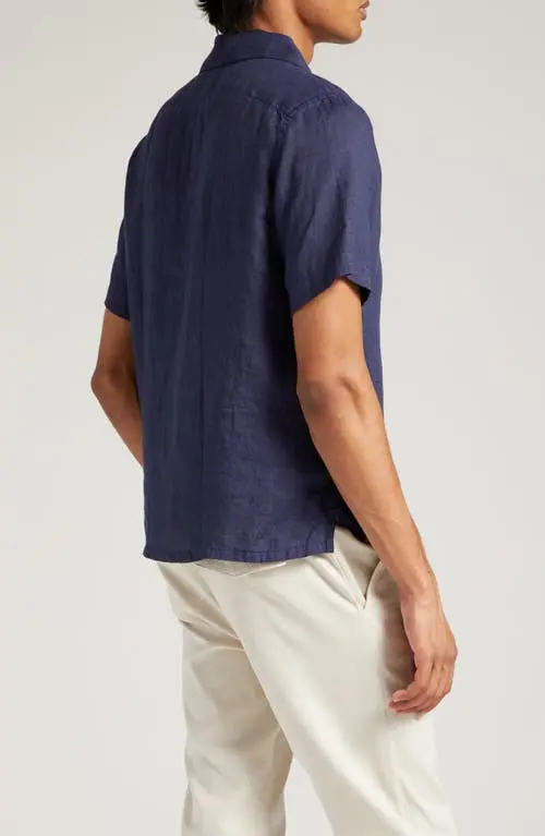 Eleventy Short Sleeve Linen Button-up Shirt