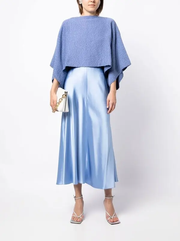 Voz Cropped Cape-Style Jumper Blue Editorialist