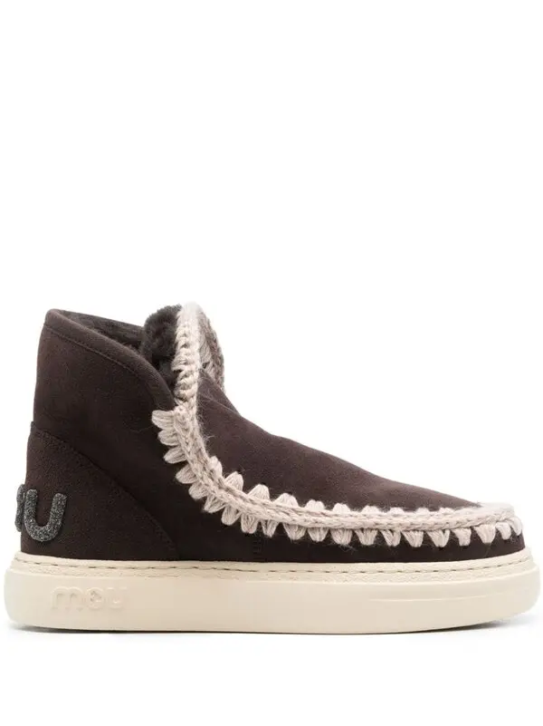 Mou Whipstitch-trim Ankle Boots - Brown