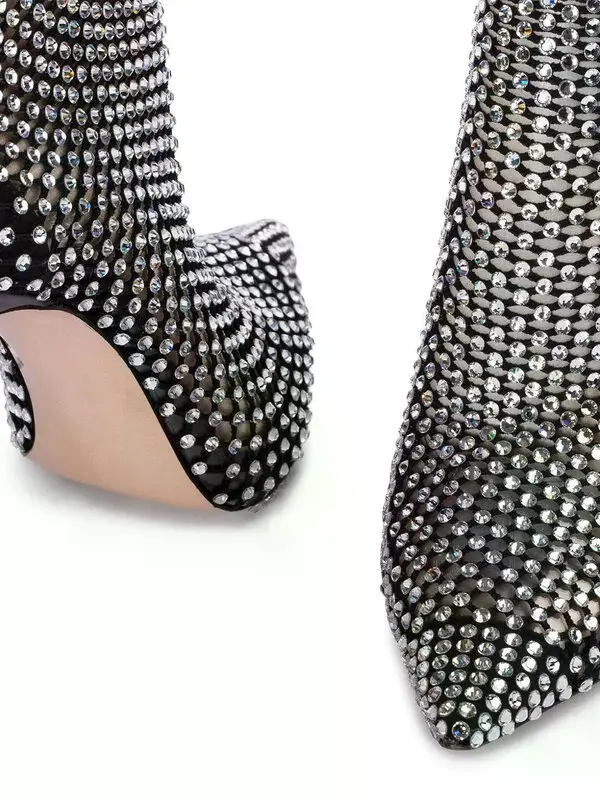 LE SILLA Gilda 85mm Crystal-embellished Boots - Black