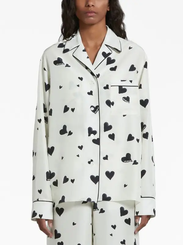 Marni Bunch Of Hearts Silk Pajama Shirt