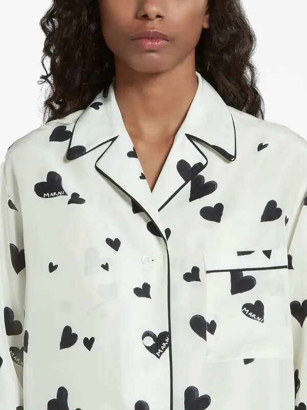 Marni Bunch Of Hearts Silk Pajama Shirt
