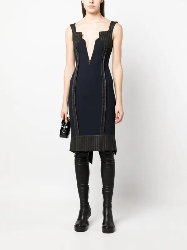 Moschino V-neck Panelled Midi Dress