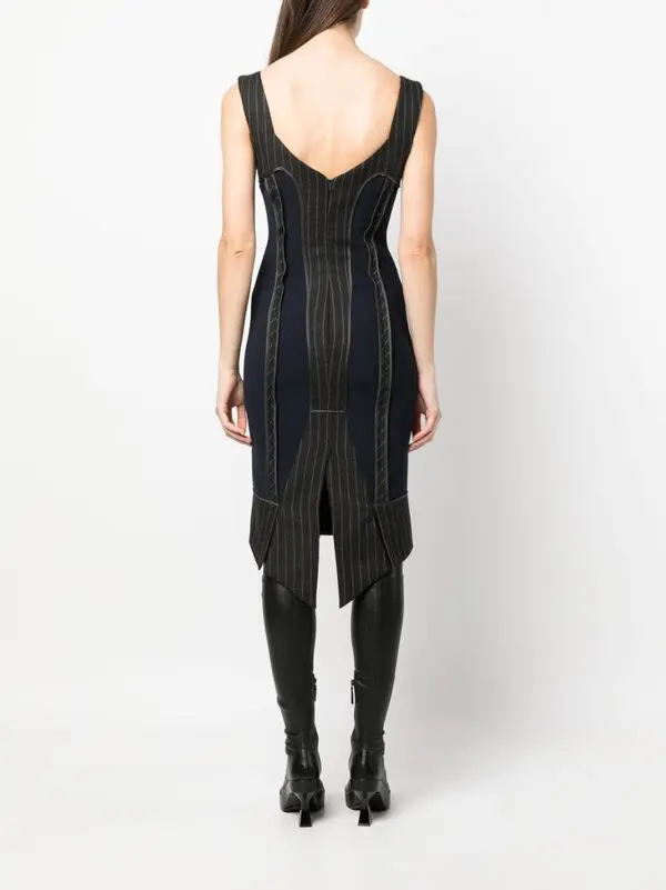 Moschino V-neck Panelled Midi Dress