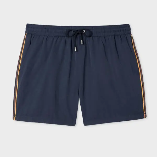 Paul Smith Swim Shorts With Striped Trim - Blue