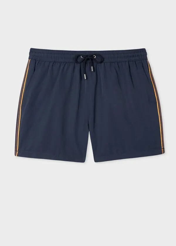 Paul Smith Swim Shorts With Striped Trim - Blue