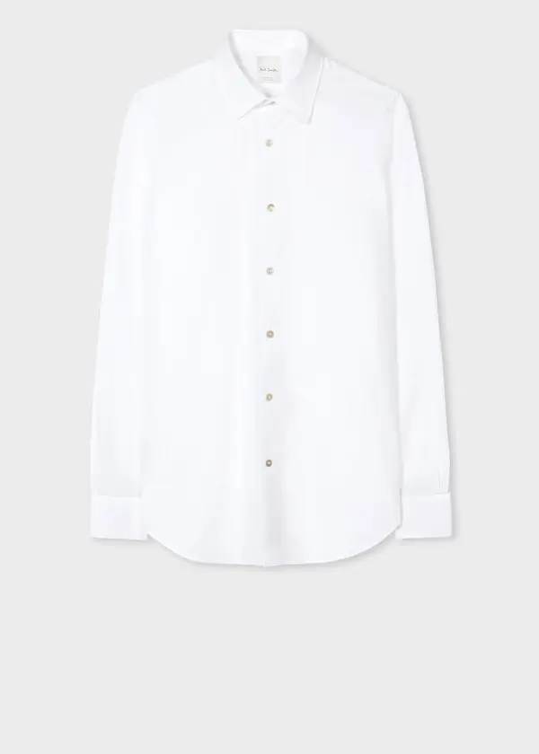 Paul Smith Tailored-fit Cotton 'signature Stripe' Cuff Shirt - White