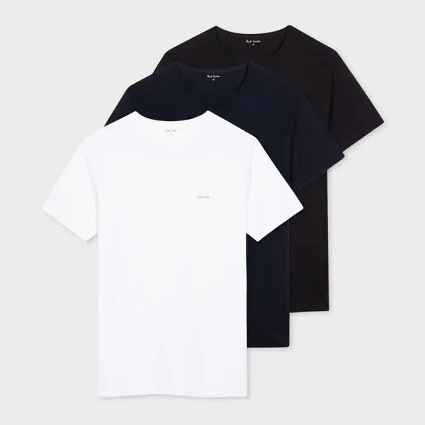 Paul Smith Mixed Colour Organic Cotton Logo Lounge T-shirts Three Pack - Multicolour