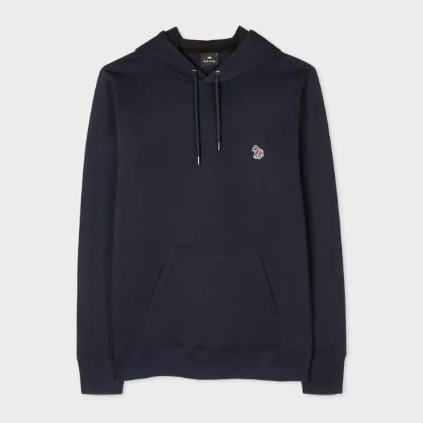 Paul Smith Cotton Zebra Logo Hoodie - Blue