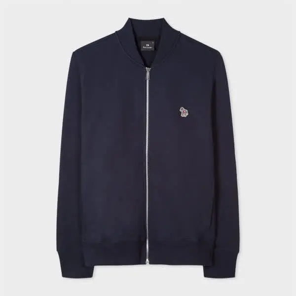 Paul Smith Organic Cotton Zebra Logo Bomber Jacket - Blue