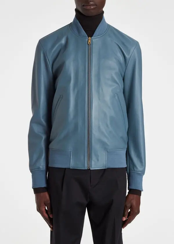 Paul Smith Regular Fit Leather Bomber Jacket