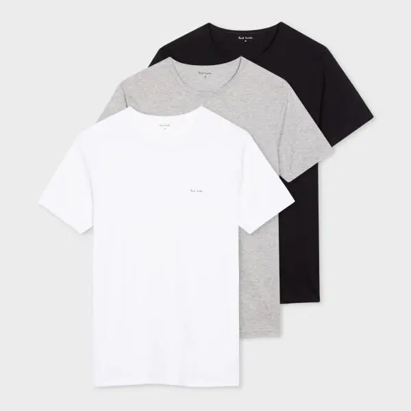 Paul Smith Mixed Colour Organic Cotton Logo Lounge T-shirts Three Pack - Multicolour