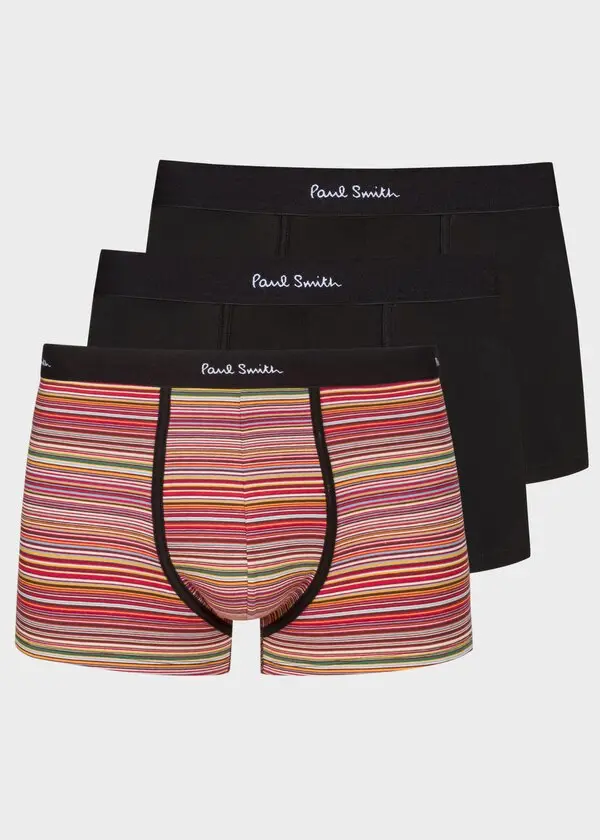 Paul Smith Organic-cotton Mixed Stripe Boxer Briefs Three Pack - Black