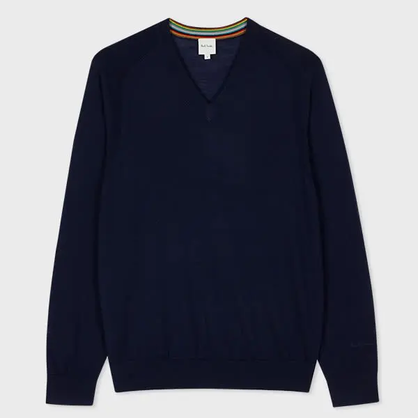 Paul Smith Merino V-neck Sweater - Blue