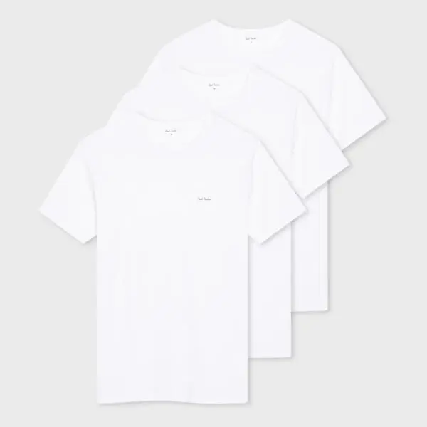 Paul Smith Logo Organic Cotton Logo Lounge T-shirts Three Pack - Black
