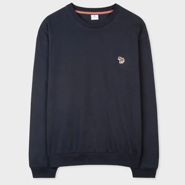 Paul Smith Organic Cotton Long-sleeve T-shirt With Zebra Logo - Blue