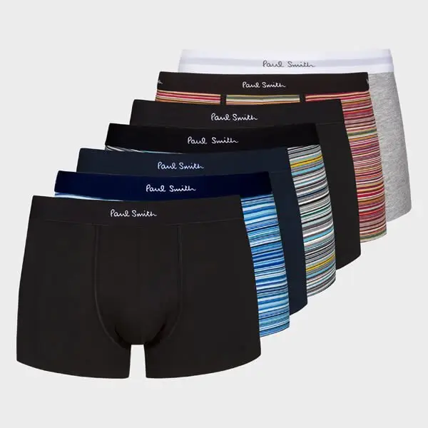 Paul Smith Signature Stripe' Organic Cotton Mixed Boxer Briefs Seven Pack - Multicolour