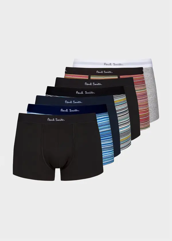 Paul Smith Signature Stripe' Organic Cotton Mixed Boxer Briefs Seven Pack