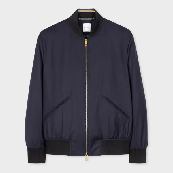 Paul Smith Wool 'storm System' Bomber Jacket - Blue