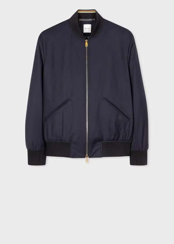 Paul Smith Wool 'storm System' Bomber Jacket - Blue