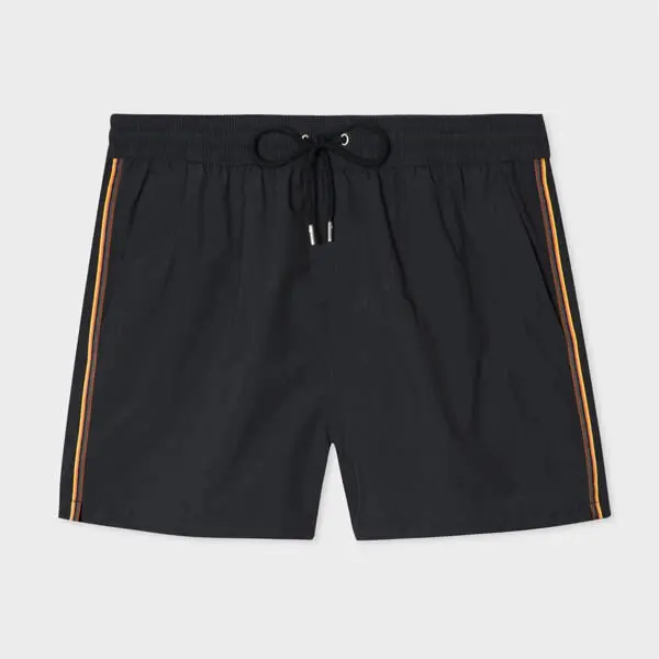Paul Smith Swim Shorts With Striped Trim - Black